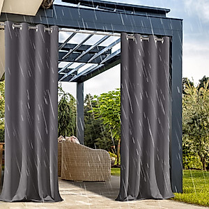 GZQIAWY 1PC Outdoor Curtains for Gazebo Waterproof Outdoor Furniture Living Room Bedroom Decoration Window Curtain Ideas Shower Curtain Design Wall Grey 50 in x 80 in (W x L)