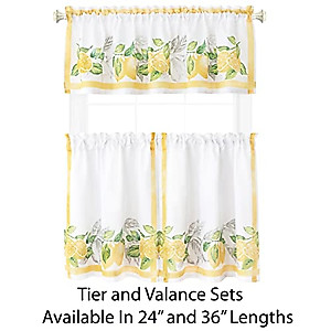 Newbridge Lemon Orchard Farmhouse Bordered Fabric Tablecloth - Fresh Lemon Vine Border Stain and Wrinkle Resistant Tablecloth, 60 Inch x 84 Inch Oblong/Rectangle