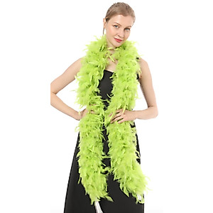 100 Gram 2 Yard Long Chandelle Feather Boa over 10 Colors, Great for Party, Wedding, Costume (Lime Green)