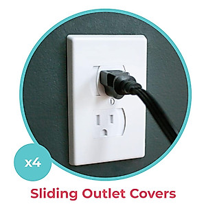Toddleroo by North States Sliding Outlet Covers | Automatic self-Closing Design | Installs Over Any Standard Sized Home outlets | Baby proofing with Confidence (4-Pack, Soft White)