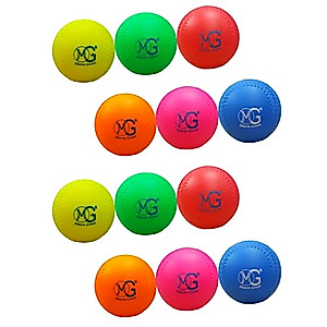Macro Giant 11 Inch (Circum.) 3.5 Inch (Dia.) PU Foam Softball, Set of 12, Multi-Color, Baseball Training Practice, Playground Ball, Parenting Activity