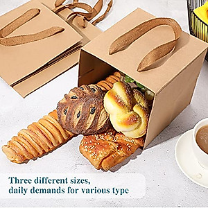 Zonon 30 Pack Brown Paper Bags with Handles Gift Paper Bags Reusable Grocery Shopping Bags Business Packaging Bags, Take out Party Birthday Merchandise Retail Bags Craft (10 Inch, 8 Inch, 6 Inch)