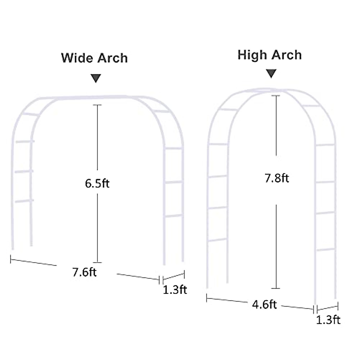 Garden Arch Trellis for Climbing Plants Outdoor Weddings Arch Metal Trellis Arch Garden Arbor (White)
