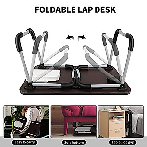 Lap Desk Foldable Bed Table Portable Multi-Function Laptop Bed Desk with Storage Drawer and Cup Holder, Notebook Stand Breakfast Bed Tray for Sofa, Bed, Terrace, Balcony, Garden