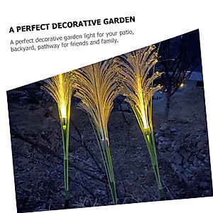 ABOOFAN Fiber Optic Reed Light Solar Garden Light Solar Path Lights Fiber Optic Garden Lights Solar Lights Outdoor Decor Garden Lights Solar Powered White Stainless Steel Led