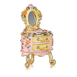SEVENBEES Small Fairy Dresser Jewelry Boxes Pink Girls Dresser Figurines Collectibles Trinket Box Hinged for Women