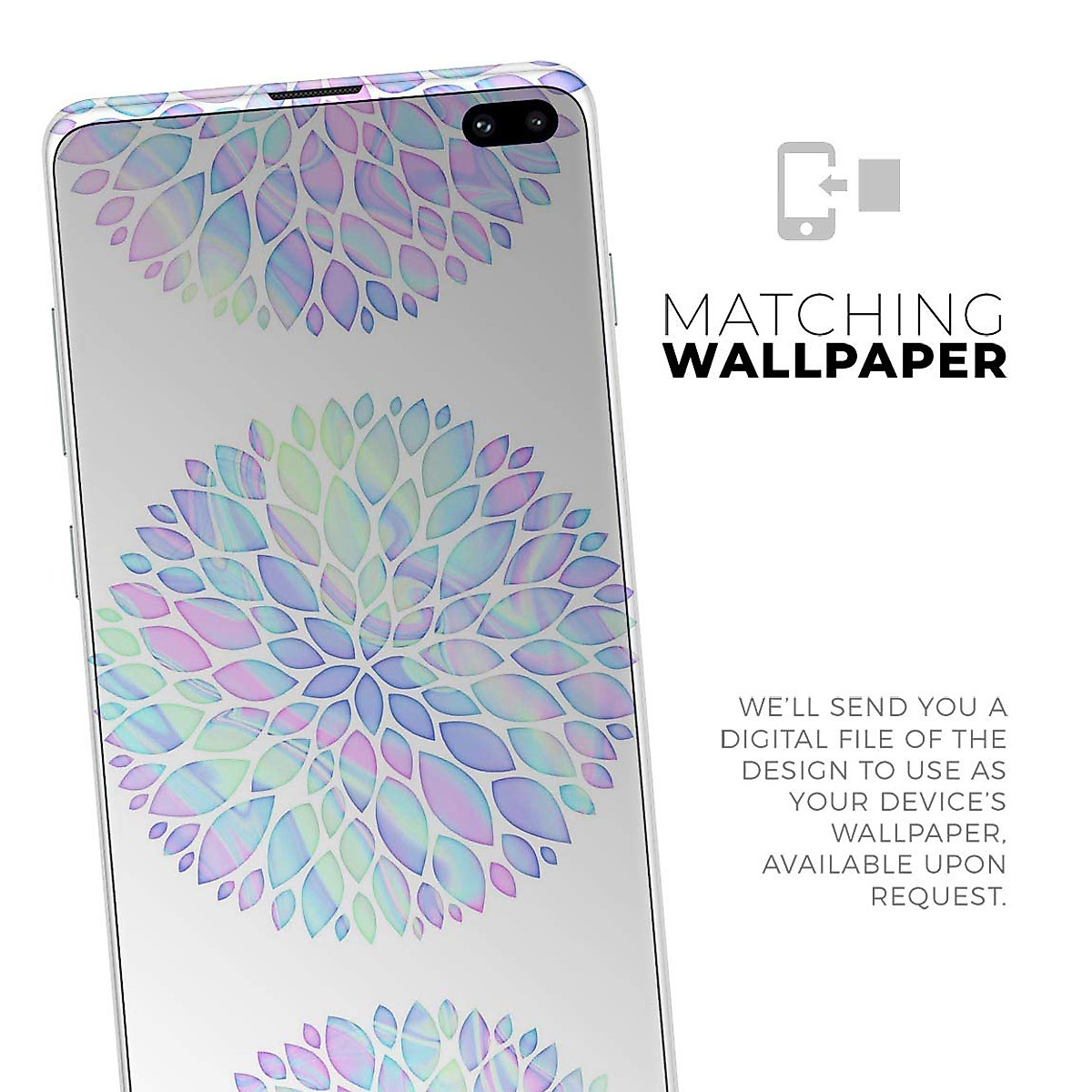 DesignSkinz Iridescent Dahlia v5 Protective Vinyl Decal Wrap Skin Cover Compatible with The Samsung Galaxy S20 (Screen Trim & Back Glass Skin)