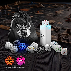 GoCube Ultimate GoDice Pack 6 Smart Connected Dice & Converter Shell Set (D20, D12, D100, D10, D8, D4) for Role-Playing Games.Compatible with DND Platforms Roll20, Foundry & Discord App