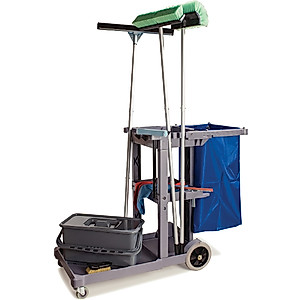 Carlisle FoodService Products Plastic Short Platform Janitorial Cart, 300 lbs Capacity, 45" x 19" x 39", Gray