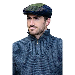 Mucros Weavers Irish Trinity Patch Cap, Irish Hat for Men, Wool Newsboy Cap, Flat Wool Hat(Large,Patch Original)