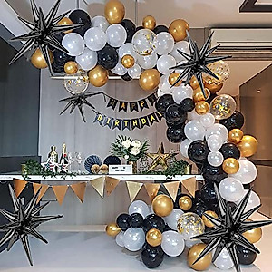 Cadeya 8 Pcs Star Balloons, Huge Black Explosion Star Aluminum Foil Balloons for Birthday, Baby Shower, Wedding, Bachelorette Party, Black Party Decorations Supplies