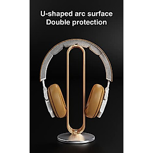 SIKAI CASE Bamboo Headphones Stand Holder,U-Shaped Arc Design,Aluminum Alloy Non-Slip Base,Wood Headphone Stand for Desk Compatible with On-Ear Headphones for Study/Bedroom/Office(Grey)