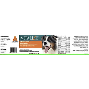 Vitalize Dog Digestive Health Powder - Relief for Constipation, Vomiting & Nausea, Skin & Coat Supplement- Multivitamin Powder with Omega 6, 3 & Biotin & Dog Prenatal Supplement (1 Pound)