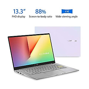 ASUS VivoBook S13 Thin and Light Laptop, 13.3 FHD Display, Intel Core i5-1035G1 CPU, 8GB LPDDR4X RAM, 512GB PCIe SSD, Windows 10 Home, Fingerprint Reader, Dreamy White, S333JA-DS51-WH (Renewed)