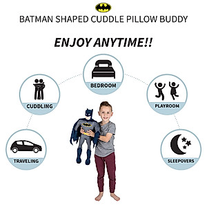 Franco Kids Bedding Super Soft Plush Cuddle Pillow Buddy, One Size, Batman