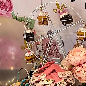 Ferris Wheel Cupcake Stand Dessert Serving Tray, Ferris Wheel Cupcake Stand for Carnival and Circus Theme Party Wedding Party Furnishing Accessories (White)