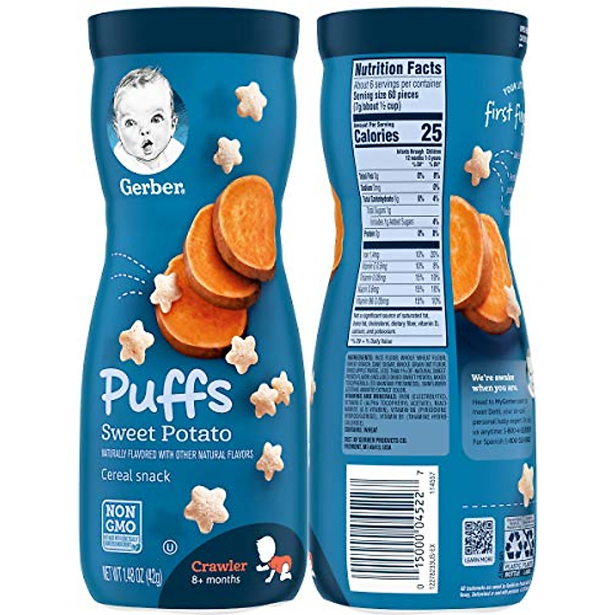 Gerber Graduates Apple Strawberry, Banana, Sweet Potato, Blueberry Puffs /pack of 4 1.48oz