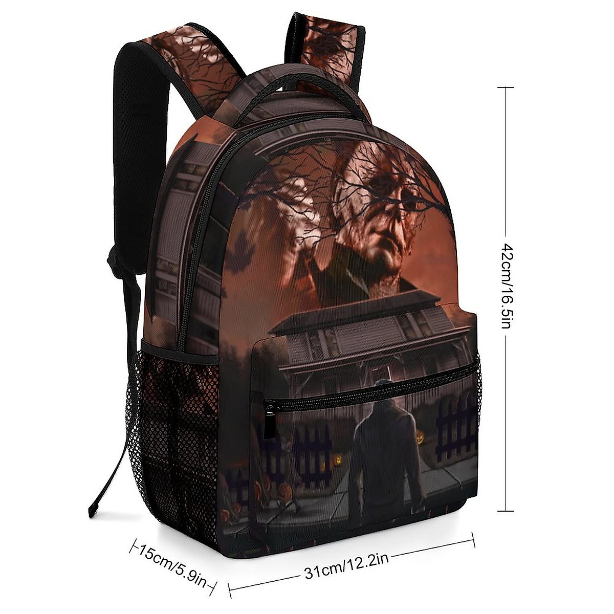 Unisex Adult Backpack Michael Halloween Myers Bag Large Storage Rucksack Fashion Travel Bag Classical Basic Business Computer Bag