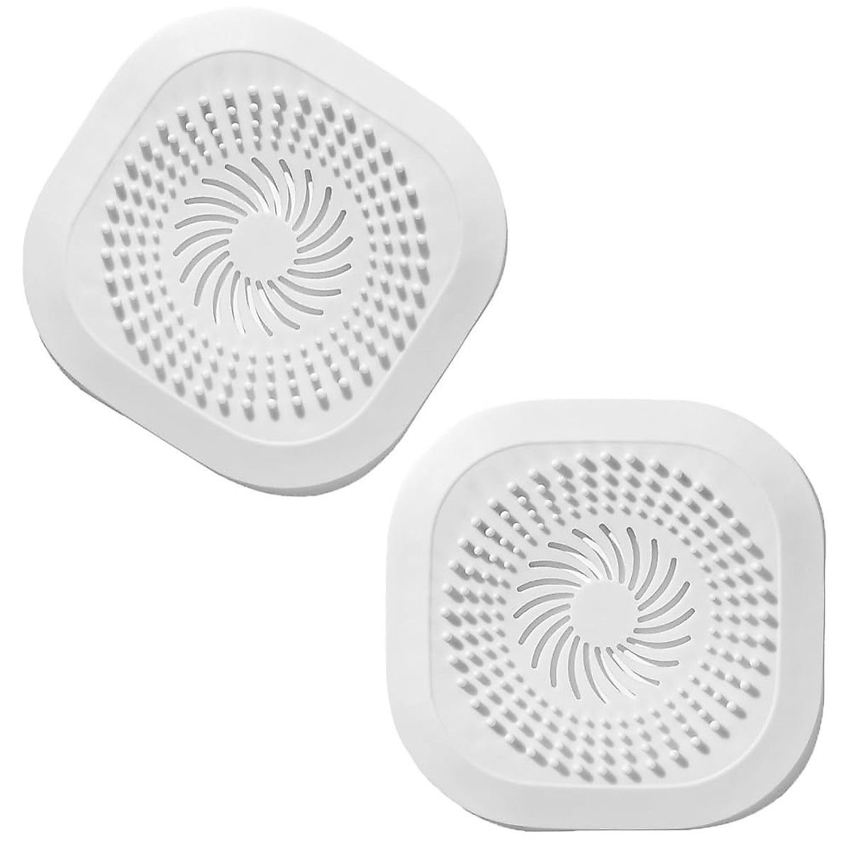 Pagabach Hair Catcher Drain Strainer Cover for Shower Square Silicone Hair Stopper with Suction Cup Mesh for Bathroom Bath Tub Bathtub Kitchen Sink White 2 Pack