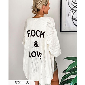 PRETTYGARDEN Womens Cardigan for Women Dressy，Chunky Knit Sweater Open Front Oversized Long Cardigan Outwear Coat (White, Small)