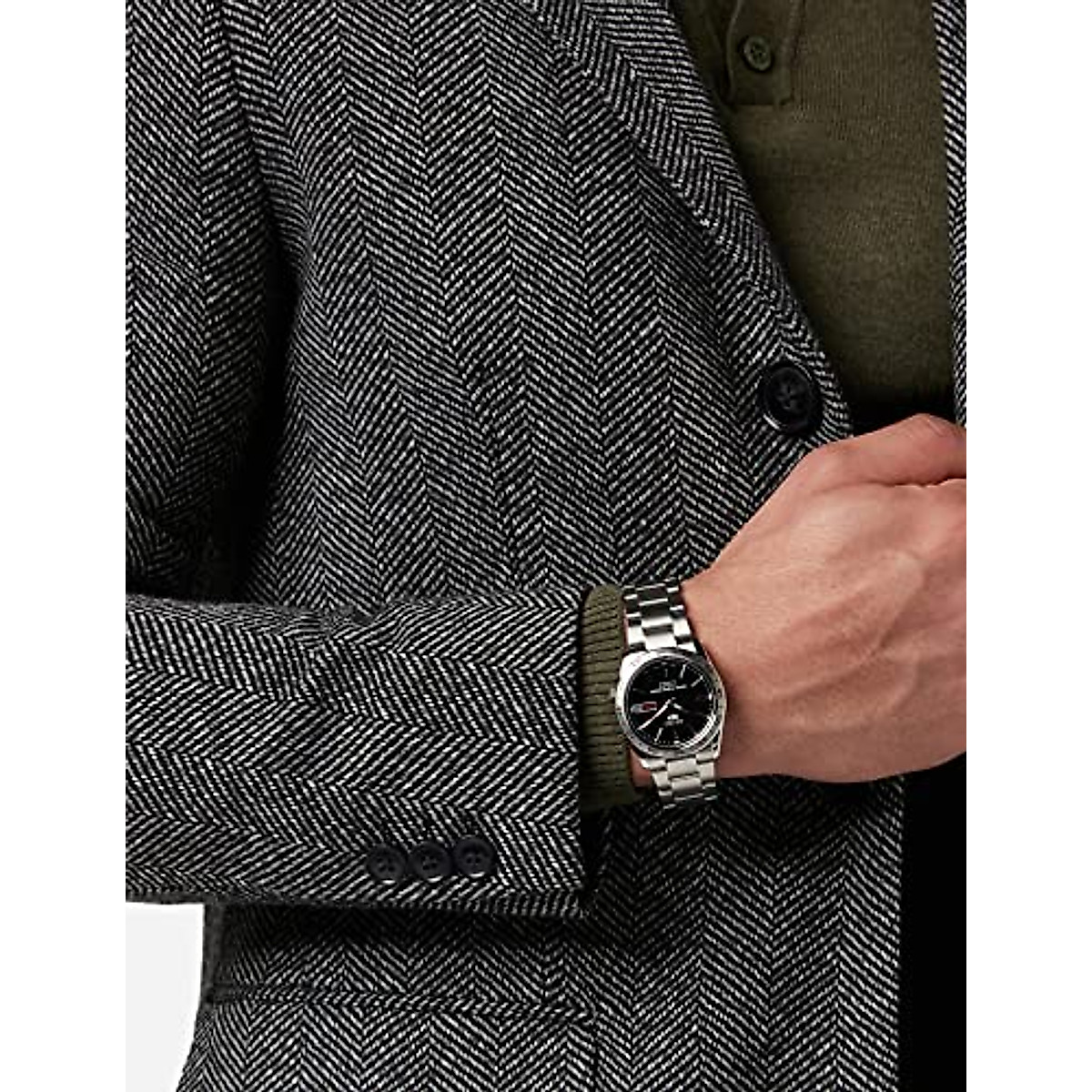 Seiko Men's Analogue Automatic Watch with Stainless Steel Bracelet – SNKE01K1, Black/Silver, Bracelet