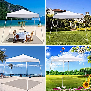 Gappys 10’ x 10' Pop-up Canopy Tent - Commercial Instant Outdoor Canopy - Easy Set-up Straight Leg Folding Beach Shelter (10x10 FT, White) (N001)