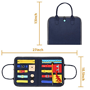 FBve Toddler Busy Board, Montessori Basic Skills Activity Board for Fine Motor Skills & Learn to Dress - Educational Learning Toys for Toddlers - Sensory Toy for Airplane or Car Travel