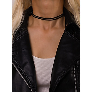 Sacina Goth Hippie Black Faux Leather Choker, Dainty Choker Necklace, Halloween Christmas New Year Jewelry Gift For Women