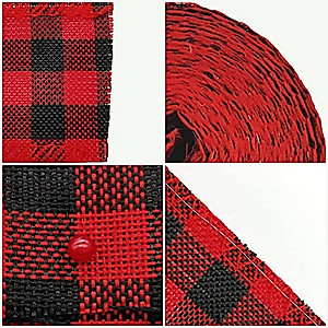 Wired Edge Buffalo Plaid Ribbon and Fabric Burlap Ribbon for DIY Craft Wrapping Christmas Decoration 6.56 Yard (2.36 inch, 8 Rolls)