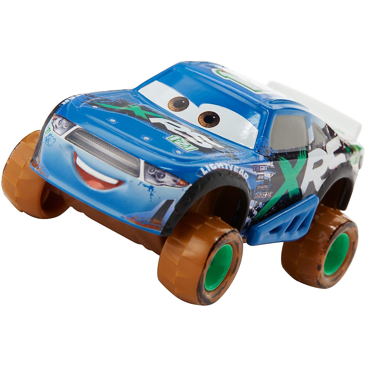 Disney Car Toys XRS Mud Racing Dino Draftsky Vehicle 155 Scale Die-Casts, Real Suspensions, Off-Road, Dirt-Splashed Design, All-Terrain Wheels, Ages 3 and upâ€‹