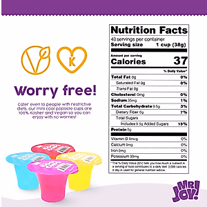 Mr. Joy Soft Italian Ices -Ships Non Frozen Assorted Flavors Mini Cool Cups Variety Pack (40 x 1.34oz) - Freeze & Enjoy - 40 Pantry-safe Mini Italian Ices Dessert Cups (1 Box (40 Cups))