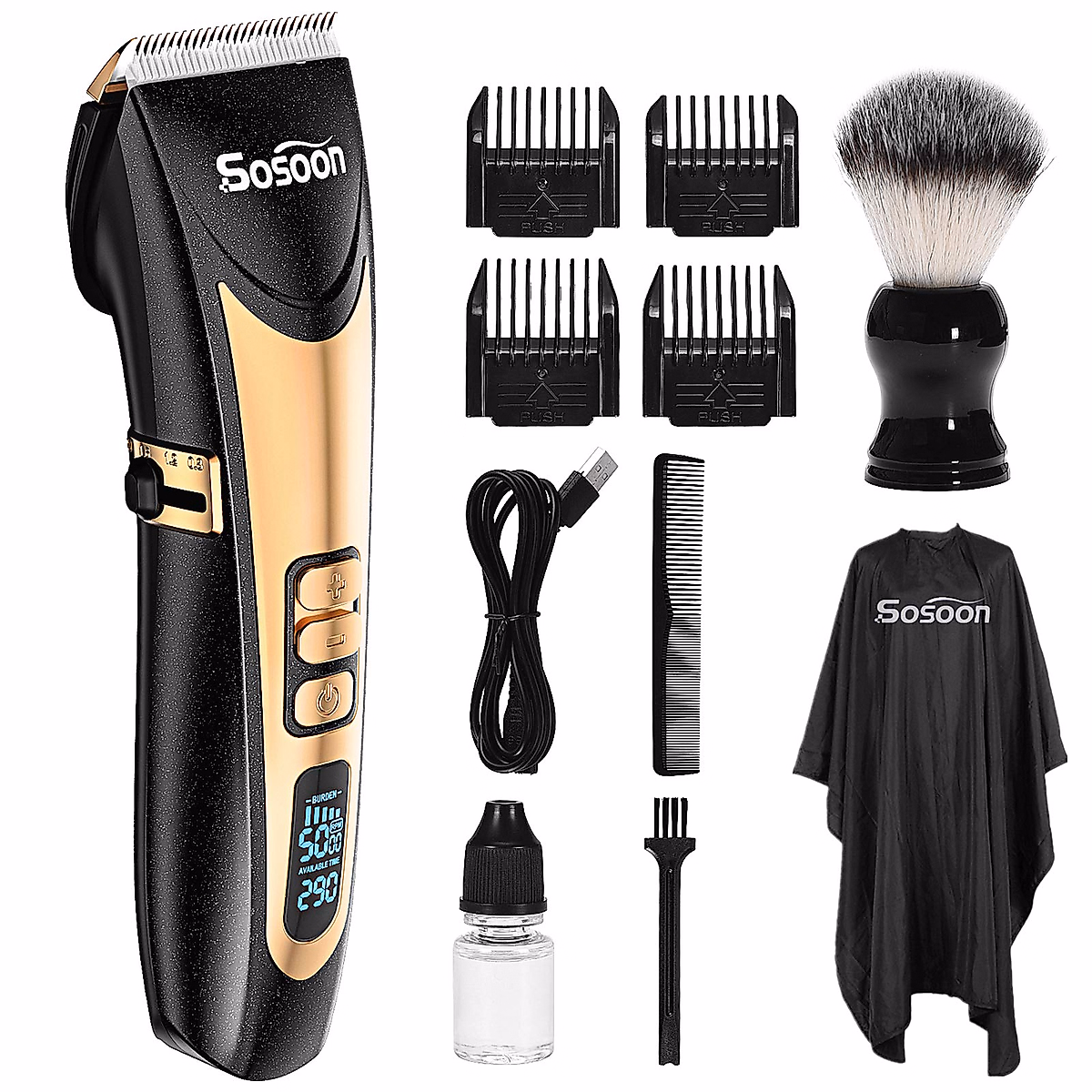 Hair Clippers for Men, Rechargeable Cordless Hair Clippers Beard Trimmer, Professional Electric Barber Home Hair Cutting Grooming Kit for Men Women Kids, LED Display