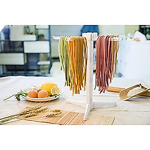Pasta Drying Rack with 10 Bar Handles, Collapsible Household Noodle Dryer Rack Hanger (6 Bars, White)