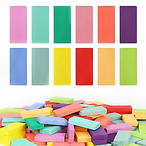 MCPINKY 360 PCS Colorful Wooden Domino Blocks, 12 Bulk Domino Blocks Racing Toy Educational Tile Game for Kids Birthday Party Favor