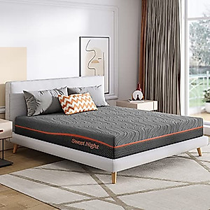 Sweetnight King Size Mattress, 10 Inch Memory Foam King Mattress with Three Firmness Levels in One Mattress, Infused Gel for Cool Sleep, King Foam Mattress in a Box,Grey