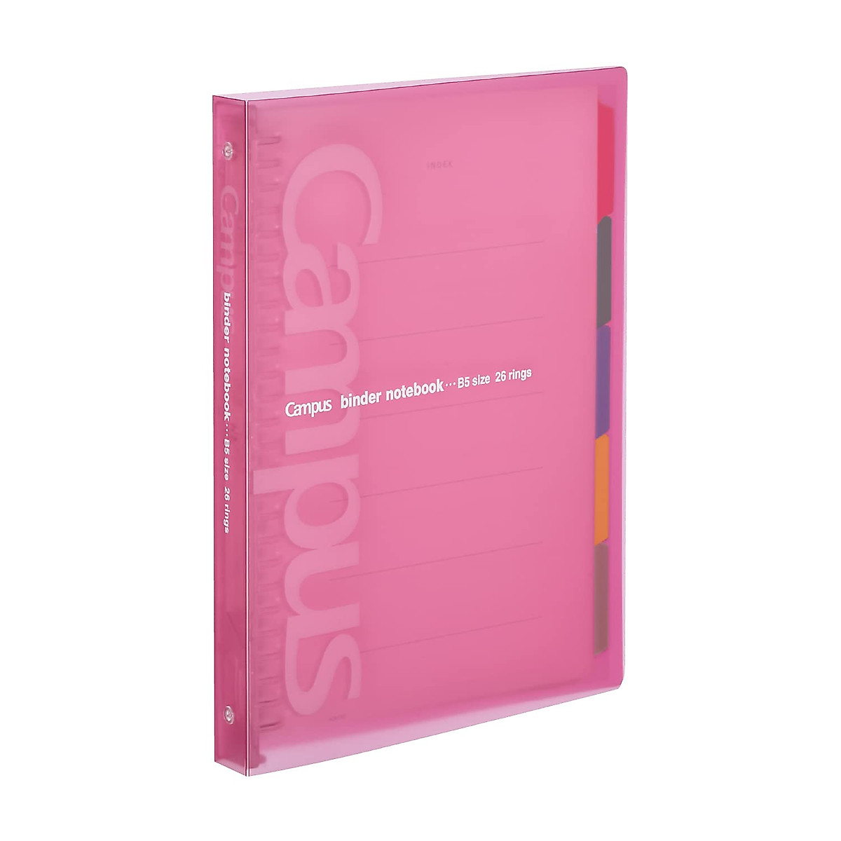 Kokuyo Campus Slide Binder with 5 Tab Dividers, Middle Type, B5, 26 Holes, Up to 100 Sheets, Pink, Japan Import (RU-P333NP)