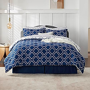 Bedsure Bed in a Bag - Queen Size Comforter Sets 7 Pieces, Bed Set with 1 Comforter, 2 Pillow Shams, 2 Pillowcases, 1 Flat Sheet, 1 Fitted Sheet, Navy Blue