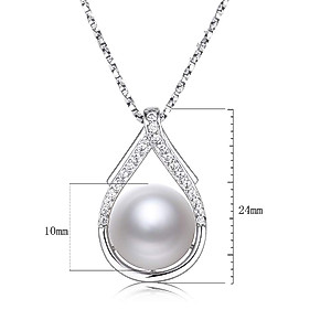 NONNYL Pearl-Necklaces for Women, Real Freshwater Cultured White Pearl Pendant Fine Jewelry Valentines Day Mothers Day Gifts for Wife Mom Girlfriend, Anniversary Birthday Gifts for Her