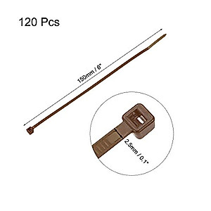 uxcell 120pcs Cable Zip Ties Nylon Cable Wire Ties 6 Inch Self-Locking Nylon Tie Wraps Brown