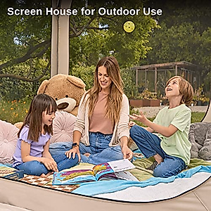 EAST OAK Screen House Tent Pop-Up, Portable Screen Room Canopy Instant Screen Tent 6 x 6 FT with Carry Bag for Patio, Backyard, Deck & Outdoor Activities, Beige