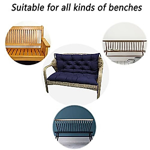 NENIUX Swing Replacement Bench Cushions, Anti-Skid Garden Patio Backyard Seat Cushions 2 3 Seater Porch Bench Pads with Backrest for Outdoor Furniture Wooden Bench,59 * 40 * 3inch,Navy