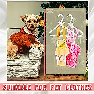 12 Pieces Pearl Beaded Clothes Hanger Mini Small Pearl Clothes Hangers Pearl Beads Metal Elegant Clothes Hangers with Ribbon Standard Hangers for Kids Baby Children Pet Cat Dog Clothes (White)