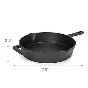 Ecolution Farmhouse Cast Iron Pre Seasoned Fry Pan, 11-Inch,Black