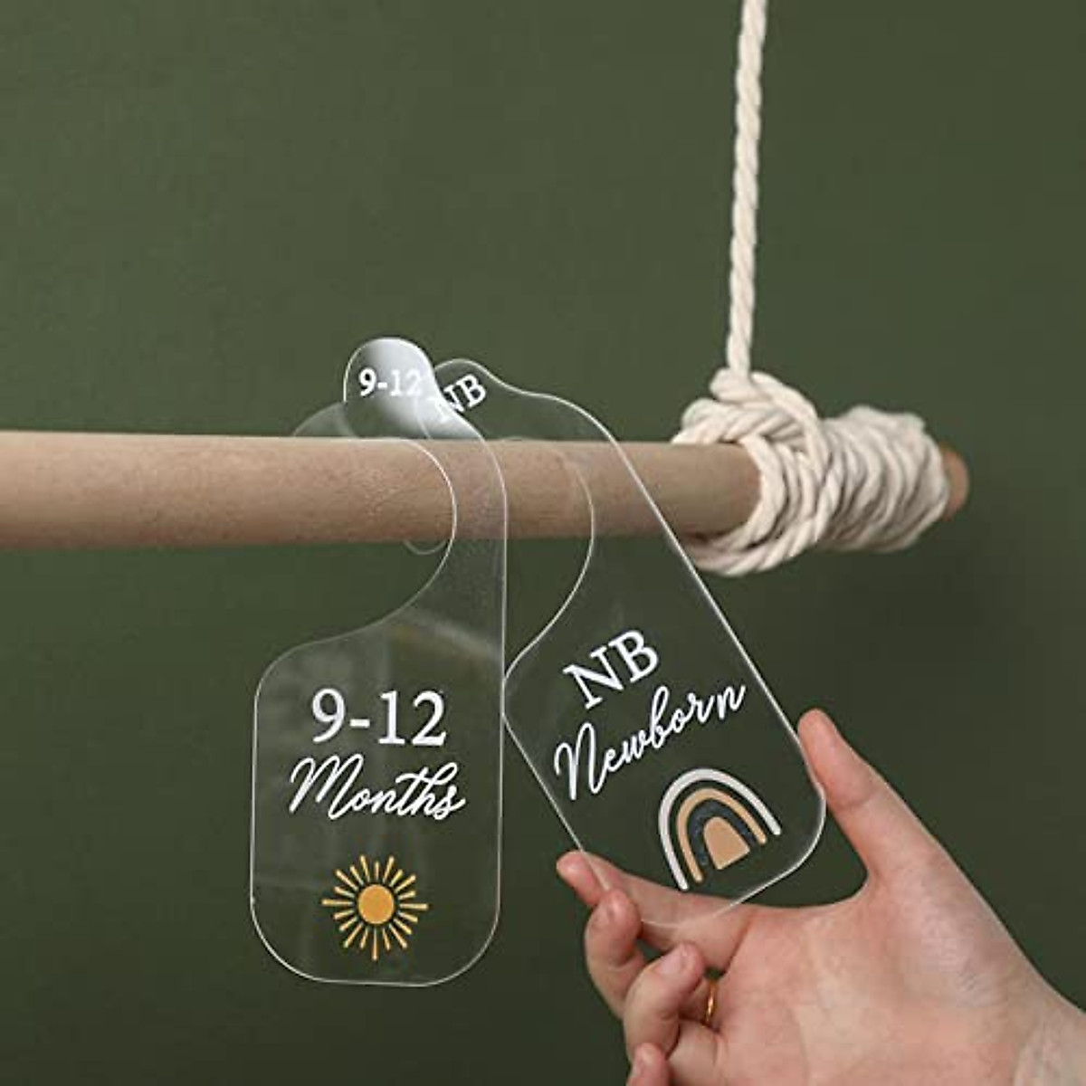 AYFFDIYI Baby Clothes Dividers,7PCS Acrylic Closet dividers Hanger separators,Baby Clothes dividers for Closet from Newborn to 24 Months,Clothes Hanging Organizers