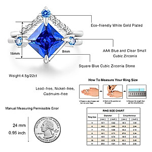 LAZLUVU Sapphire Rings for Women Stackable Cubic Zirconia Ring Wedding Rings for Women Valentine's Day Christmas Jewelry Gift Size 9