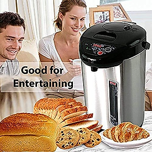 NutriChef Hot Water Urn Pot Insulated Stainless Steel,Auto & Manual Dispense,Auto Boiler,Safety Lock Shutoff 3.38 QT /3.2L - Auto Boiler Shut Off - PKWK43