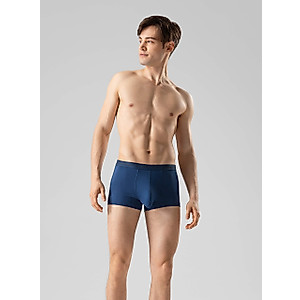 DAVID ARCHY Men's Underwear Micro Modal Dual Pouch Trunks Support Ball Pouch Bulge Enhancing Boxer Briefs for Men 3 or 4 Pack(M,Black/Dark Gray/Navy Blue/Olive Green)