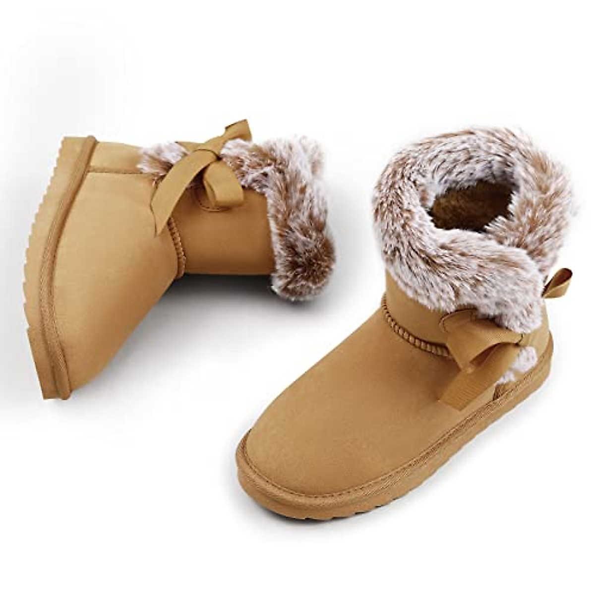 K KomForme Girls Kids Snow Boots Warm Fur Lined Slip On Outdoor Winter Shoes Lightweight Comfy（Little/Big Kids）