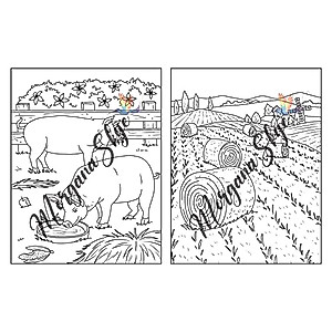 Farmhouse Coloring Book: Easy Countryside Designs with Cute Farm Animals, Beautiful Flowers and Relaxing Landscapes for Stress Relief and Relaxation