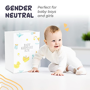 Baby Keepsake Box - Elegant Baby Box with Drawers, Paper File Storage, Cute Stickers, and Additional Compartments, Memory Box for Keepsakes